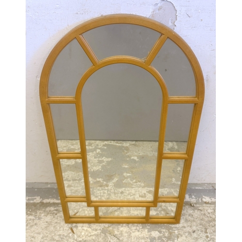 Domed Topped Wall Mirror with panel mirrors to edges approx. 75cm W x ...