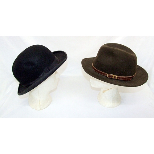 Vintage Austin Reed Bowler Hat & Brown Wool Trilby (2)