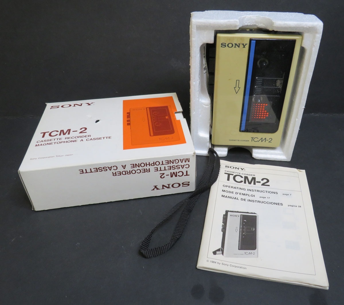 Sony TCM-2 Cassette Recorder, in original box UNTESTED