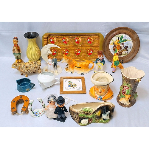 Vintage Ceramics incl. Lomonosov giraffe A/f, large Jersey pottery ...