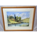F/g Watercolour on Paper, rural scene with river & trees signed Cynthia ...