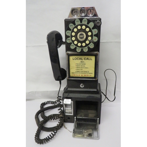 Wild & Wolf Plastic Replica of 1950s payphone approx. 47cm H UNTESTED