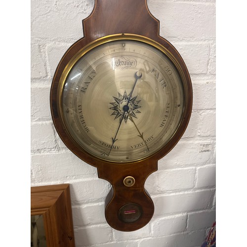 Georgian Large Mahogany Boxwood Strung Barometer, 5 dial, spirit level ...