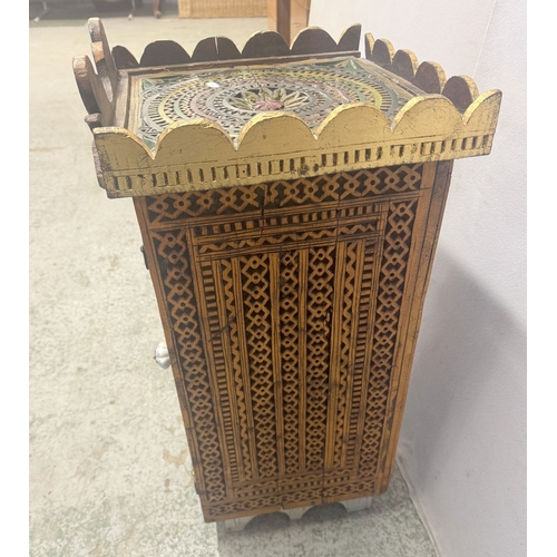 Cabinet/Side Table with extensive fretwork, castellated top, ornate ...