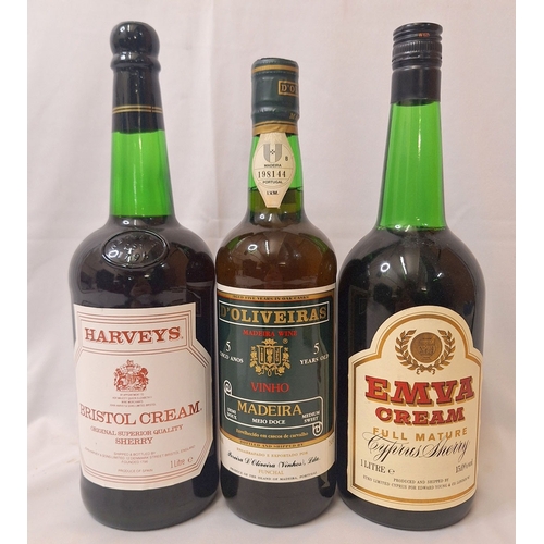 Bottle Harveys Bristol Cream 1ltr, bottle Emva cream sherry 1ltr ...