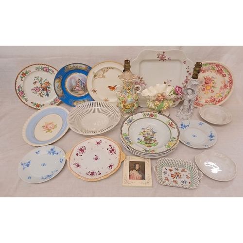 Antique Ceramics incl. small rectangular reticulated pin dish, 4 ...
