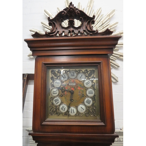 Reproduction Longcase Clock with flower decorated face, makers mark ...