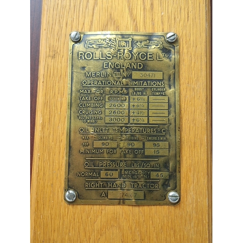 Double Mounted Brass Rolls-Royce Merlin Engine Data Plate, Merlin III ...