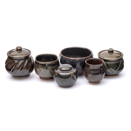 *Nick Rees [b.1949] for Muchelney Pottery six stone ware vessels: of ...