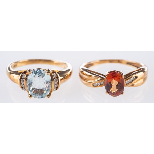 Two 9ct yellow gold gemstone set rings, to include a 9ct yellow gold ...