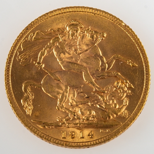 A full sovereign, a George V 1914 full sovereign, 8.0grams.