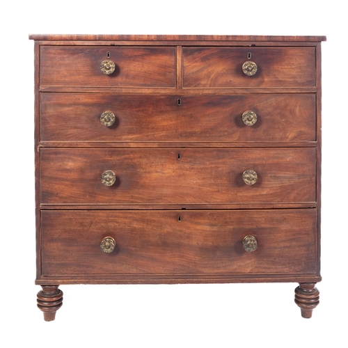 A Regency mahogany chest of drawers, early 19th century; the two short ...