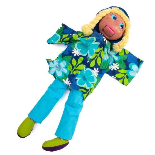 A Pelham Ventriloquial puppet. The female puppet having a painted ...