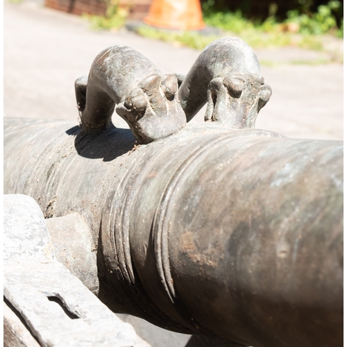 An 18th Century Continental bronze Cannon, having a four stage barrel ...
