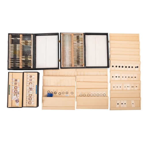 Six boxes of microscope slides, comprising Freshwater algae, marine ...