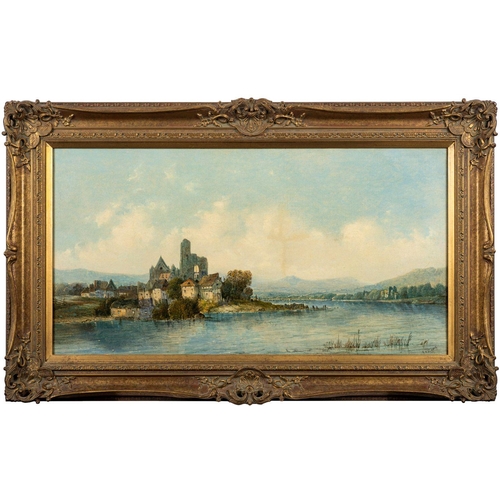 Alfred Henry Vickers (British, 1834-1919) - A riverside hamlet with a ...