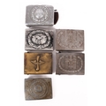Six German army waist belt clasps. Various designs and sizes including ...