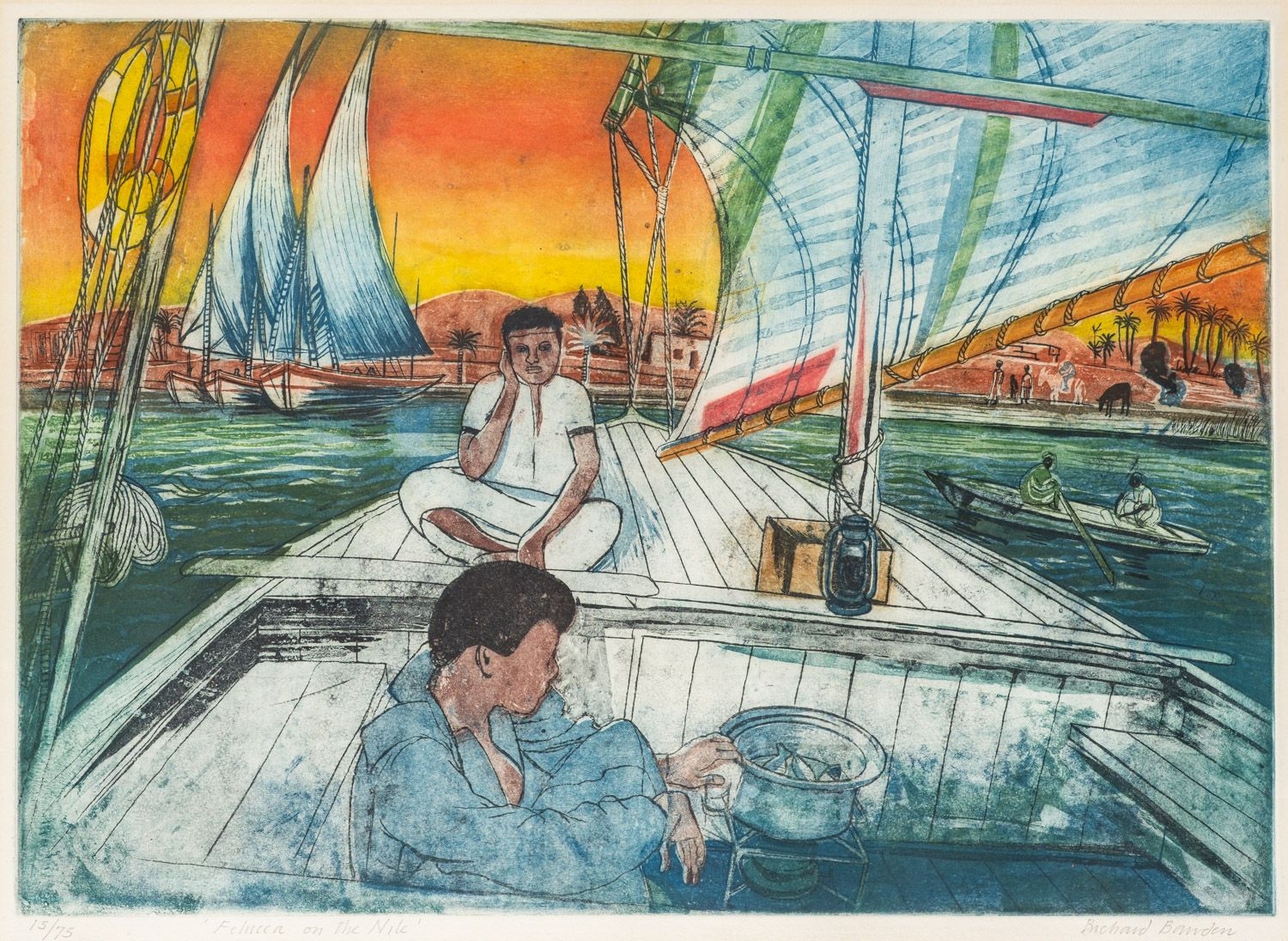 Richard Bawden (British, 1936 - 2024) - 'Felucca on the Nile' - Etching ...