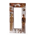 An African cut metal marquetry framed rectangular wall mirror, modern ...