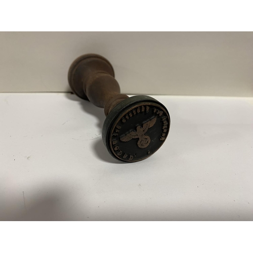 German Ink Stamp, 5" with Wood Handle - Details of What Stamp Reads see ...