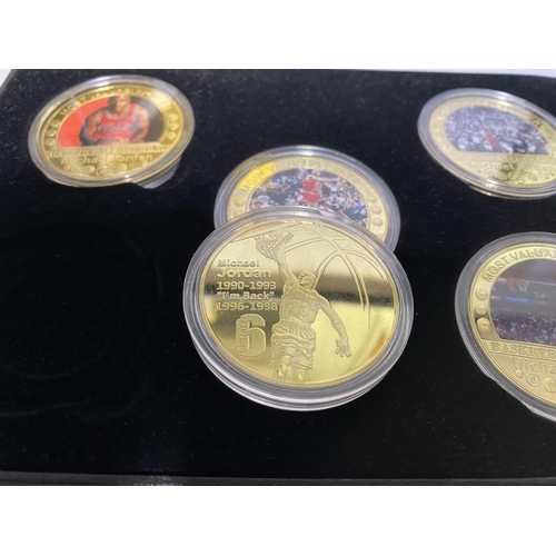 Michael Jordan Set of Gold Plated Coins with Box & Certificate