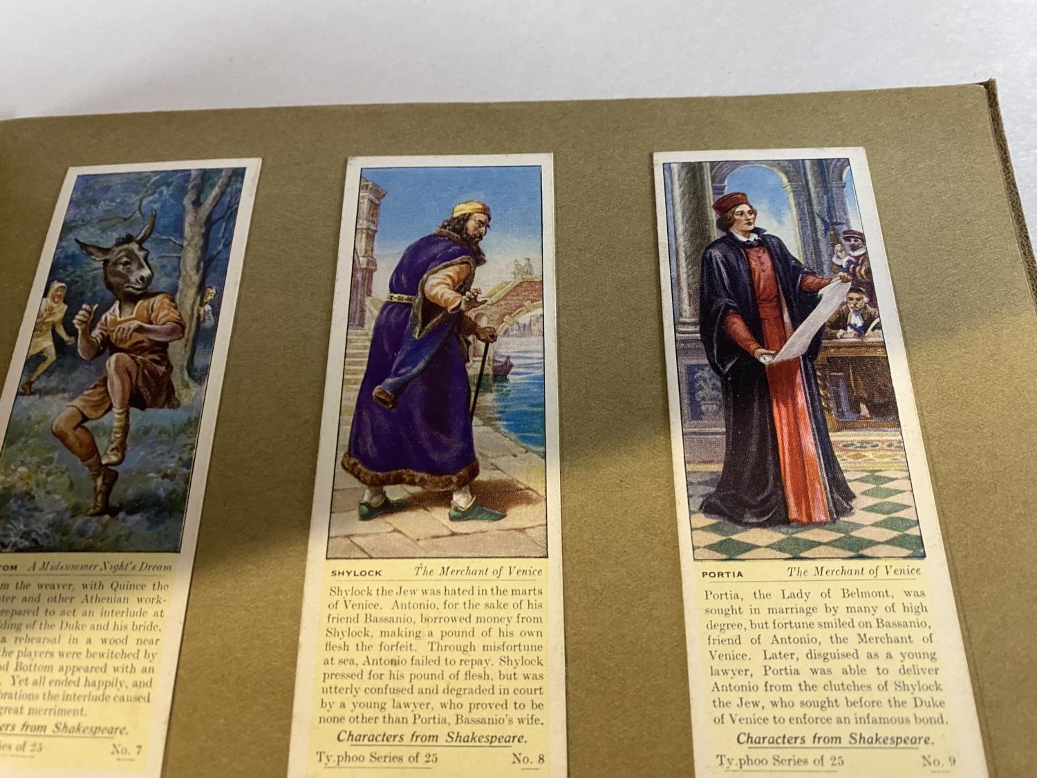 Typhoo Tea Cards - Album of Characters from Shakespeare (Cards Stuck In)
