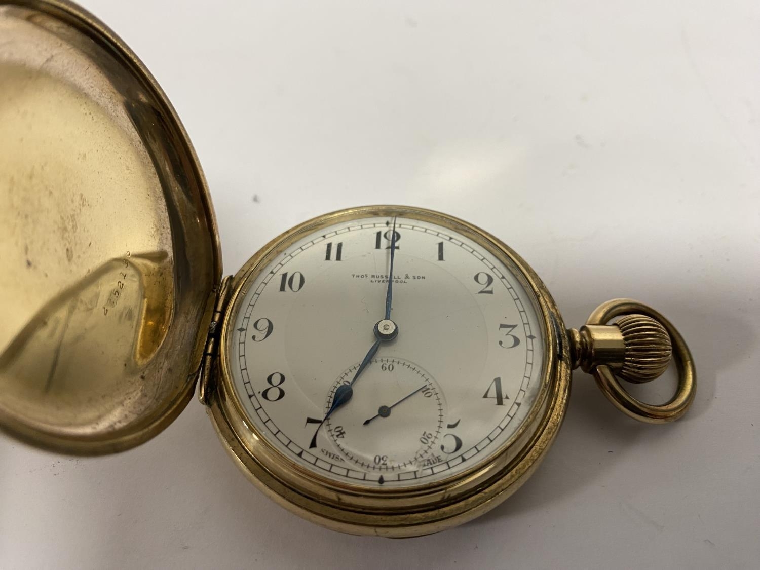 Gold Plated Full Hunter Pocket Watch - Thomas Russell, Liverpool