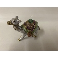 Jewelled, Enamel & Hinged Trinket Box - Camel