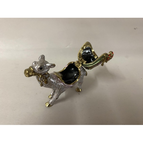 Jewelled, Enamel & Hinged Trinket Box - Camel