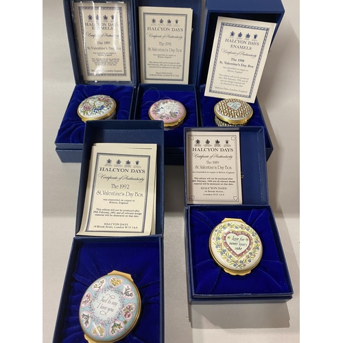 5 x Halcyon Days 'Valentines Day' Enamel Trinket Boxes - Boxed with ...