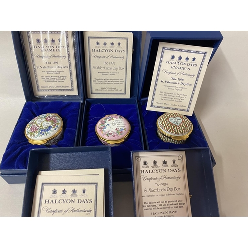 5 x Halcyon Days 'Valentines Day' Enamel Trinket Boxes - Boxed with ...