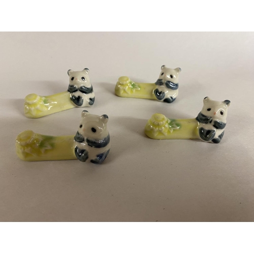 Set of 4 Vintage 'Panda' Ceramic Knife Rests