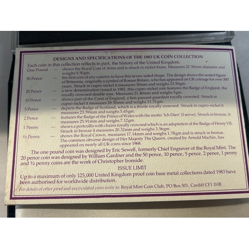 Royal Mint 1983 Proof Coin Set with Certificate