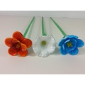 3 art glass long stemmed flowers