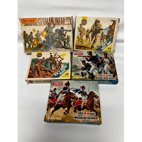 4 Vintage Airfix model kits and a vintage Matchbox model kit