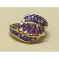9ct gold ruby and amethyst twist ring, size L
