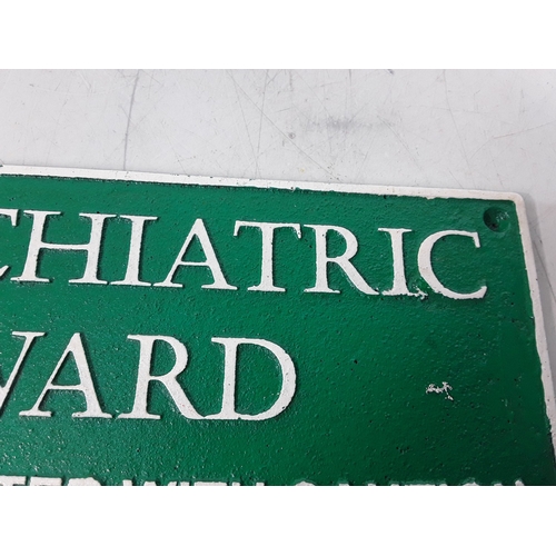 Cast metal Psychiatric Ward sign