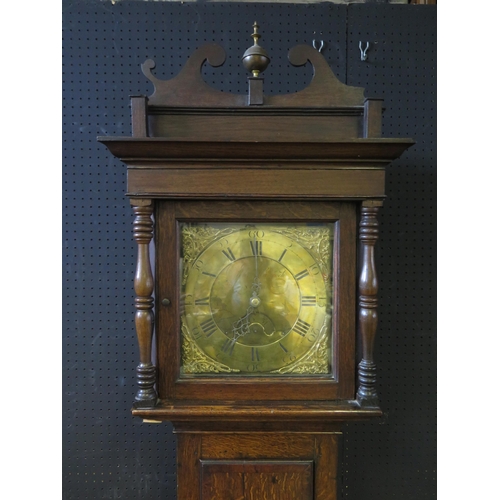 A Georgian Oak 30hr. Longcase Clock, brass dial signed John Hancock of ...