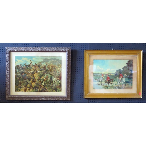 A Boer War Battle of Spion Kop print by Fritz Neumann and a hunting ...