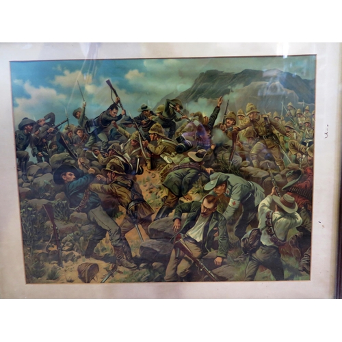 A Boer War Battle of Spion Kop print by Fritz Neumann and a hunting ...
