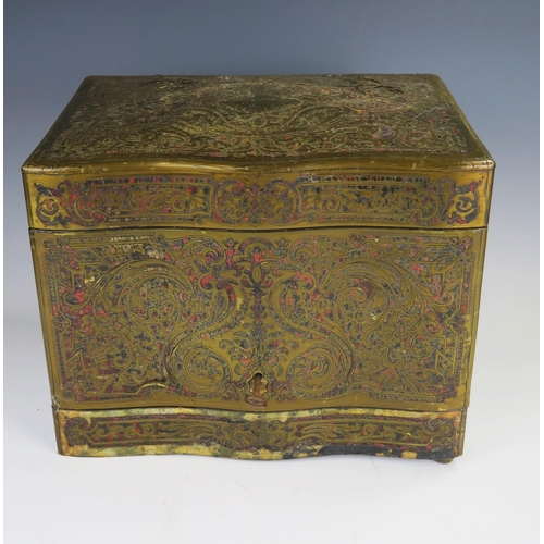 A mid 19th Century Boulle work liquor set, serpentine fronted lift over ...