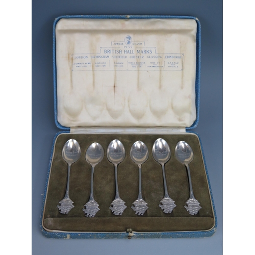 A collection of six George V silver coffee spoons, maker Goldsmiths ...