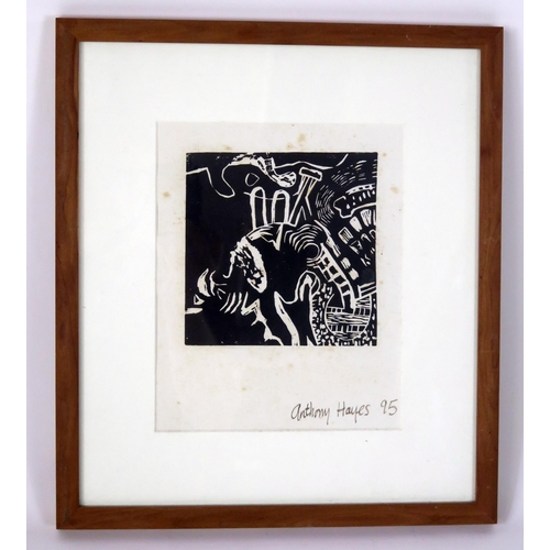 Anthony Hayes, contemporary British artist, abstract linocut print ...