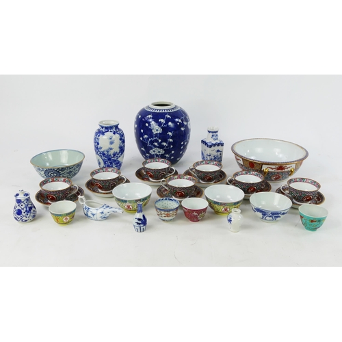 A group of modern Chinese ceramics, includes ginger jar, vases, bowls ...