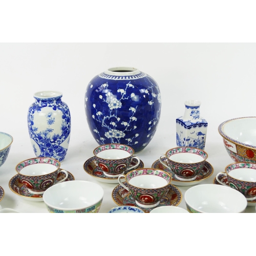 A group of modern Chinese ceramics, includes ginger jar, vases, bowls ...