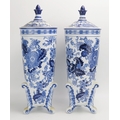 A pair of Spode pottery Statements vases and covers, decorated in the ...