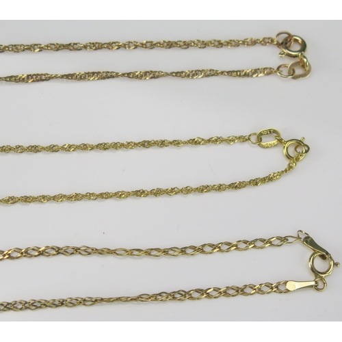 A 10K Gold Chain (45.5cm, 0.61g) and two 9ct gold chains (both 46cm, 1.66g)