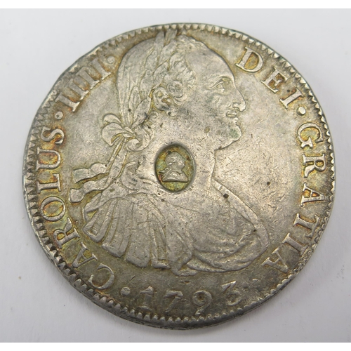 A Carolus III 1793 Mexican Mint 8 Reales with overstamp