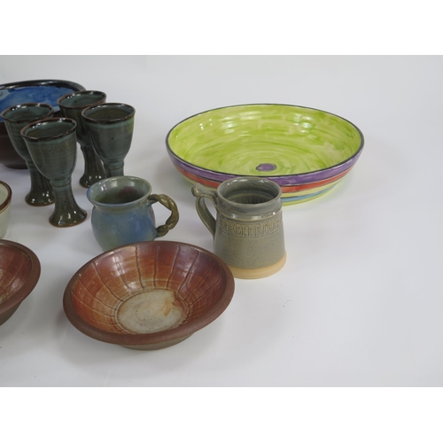 Large Selection of Studio Pottery Including Goblets, Bowls, Jugs, etc.