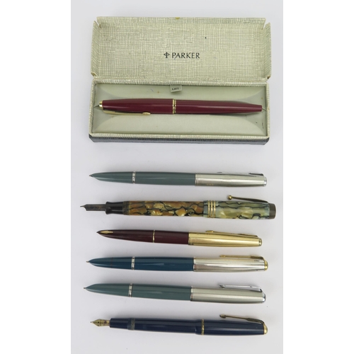 A Collection of Parker Fountain Pens including an early Canadian made ...